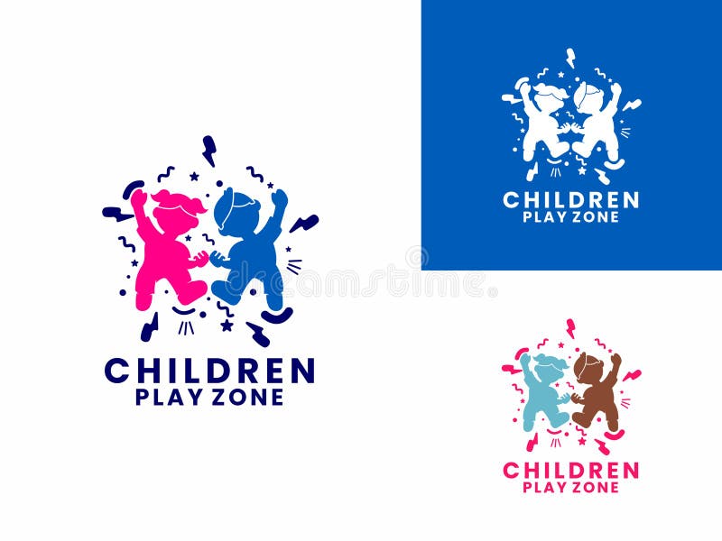 Happy Kids Logo Design Vector Template. Children Play Zone Logo Design ...