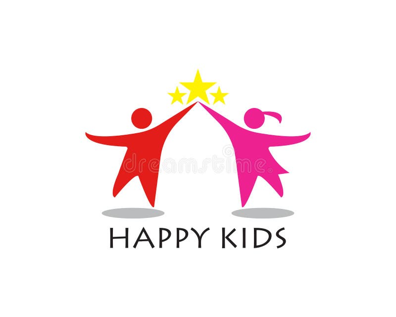 Happy Kids Logo Vector Illustration Stock Vector - Illustration of ...