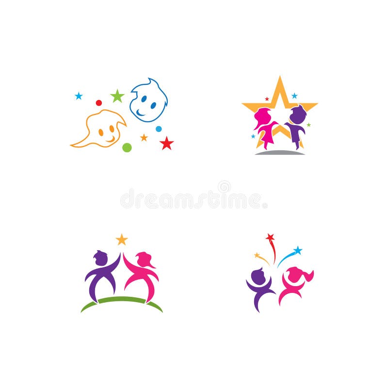 Happy Kids Logo Vector Template Illustration Stock Illustration ...