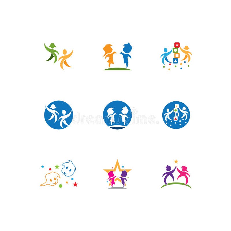 Happy Kids Logo Vector Template Illustration Stock Illustration ...
