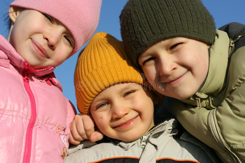 Happy Kids Outside stock image. Image of knit, children - 1605787