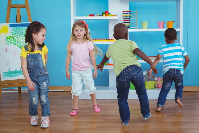 Happy Kids Playing Games Together Stock Image - Image of pleasure ...