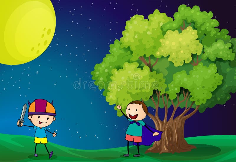 Kids Under Tree Cartoon Stock Illustrations – 426 Kids Under Tree ...