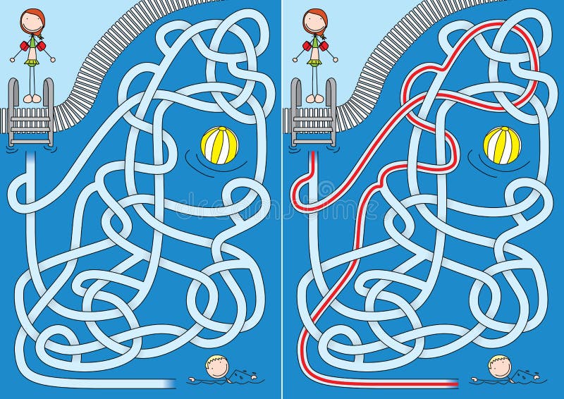 Pool maze stock vector. Illustration of maze, cartoon - 114614467