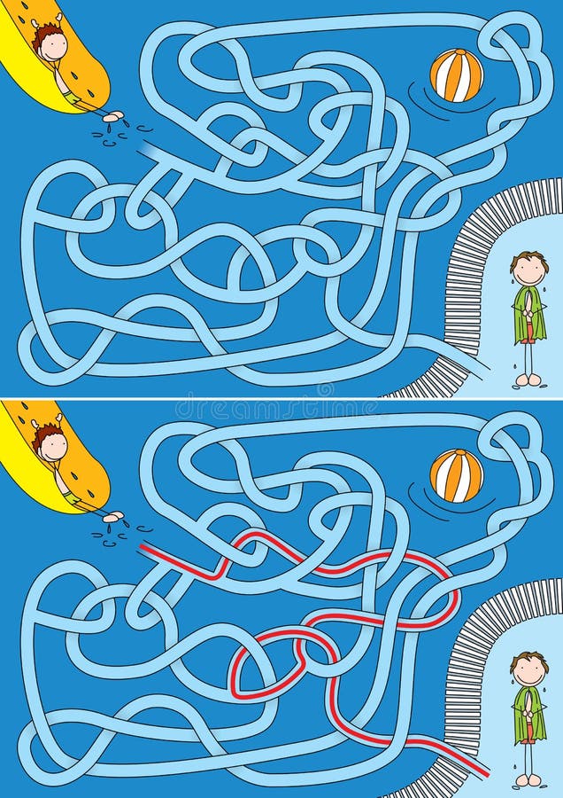 Pool maze stock vector. Illustration of pool, maze, solution - 114614553