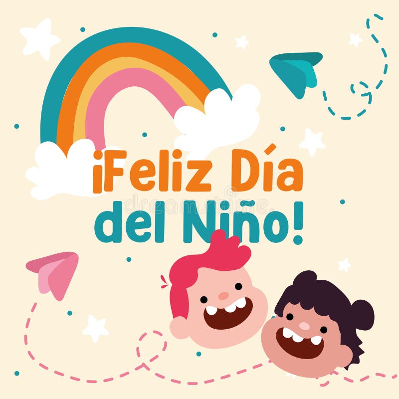 Happy Kids and Rainbow Scene. Vector Stock Vector - Illustration of ...