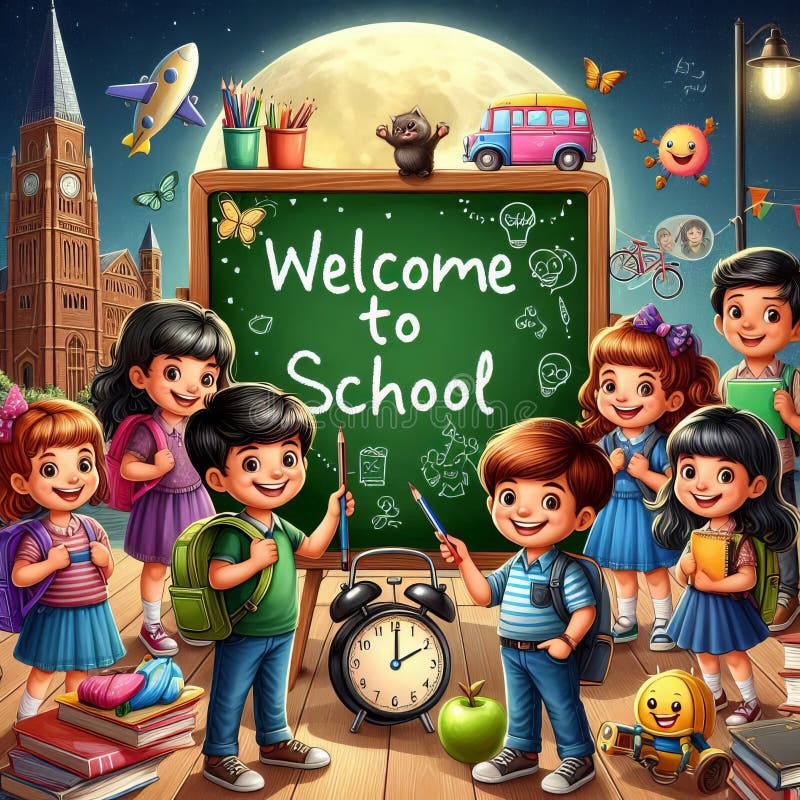 Happy Kids Returning To School Background Stock Illustration ...