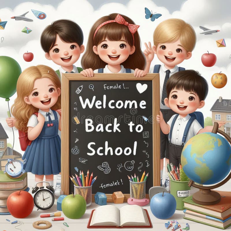Happy Kids Returning To School Background Stock Illustration ...