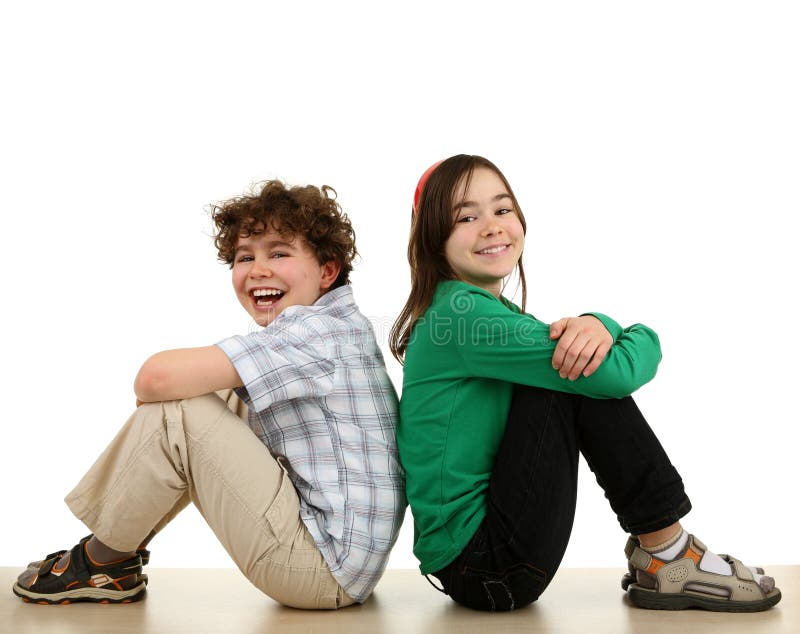 Happy kids sitting stock photo. Image of childhood, brother - 7764322