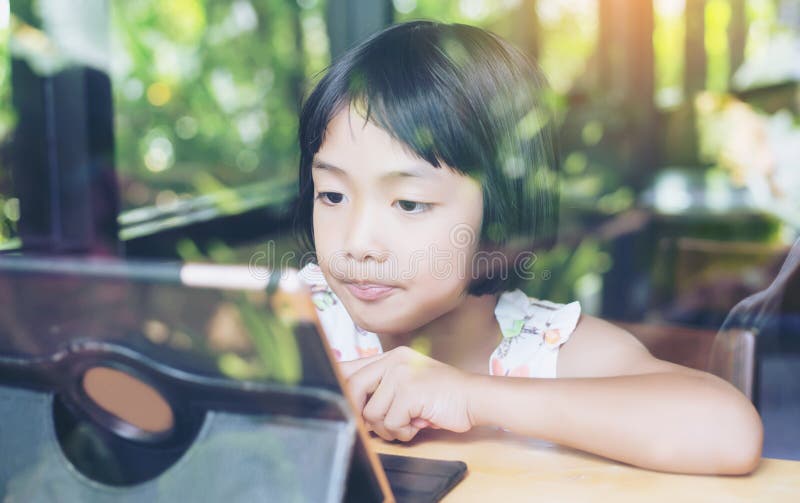 Happy Kids Using a Laptop Computer at Home Stock Image - Image of smile ...