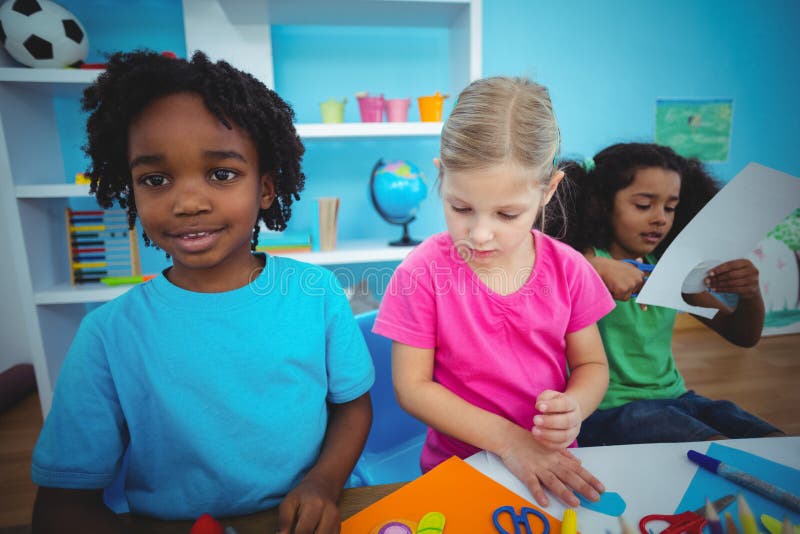 Happy Kids Using Modelling Clay Together Stock Photo - Image of paint ...