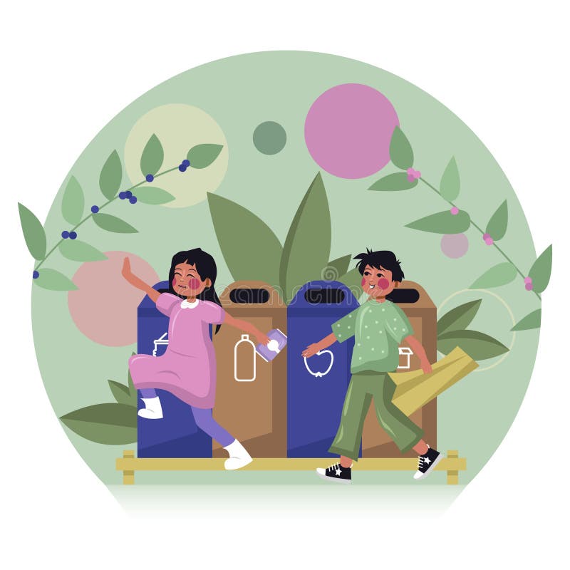 Sorting Waste Children Stock Illustrations – 332 Sorting Waste Children ...