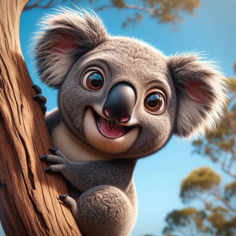 A Happy Koala Looking at the Camera Stock Illustration - Illustration ...