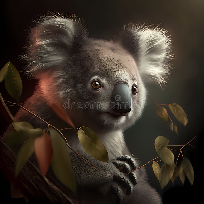 Happy Cute Koala. Generative AI Stock Illustration - Illustration of ...