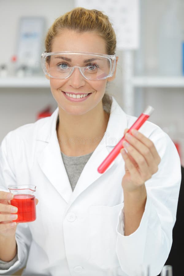 Happy Lab Technician in Science Laboratory Class Stock Image - Image of ...