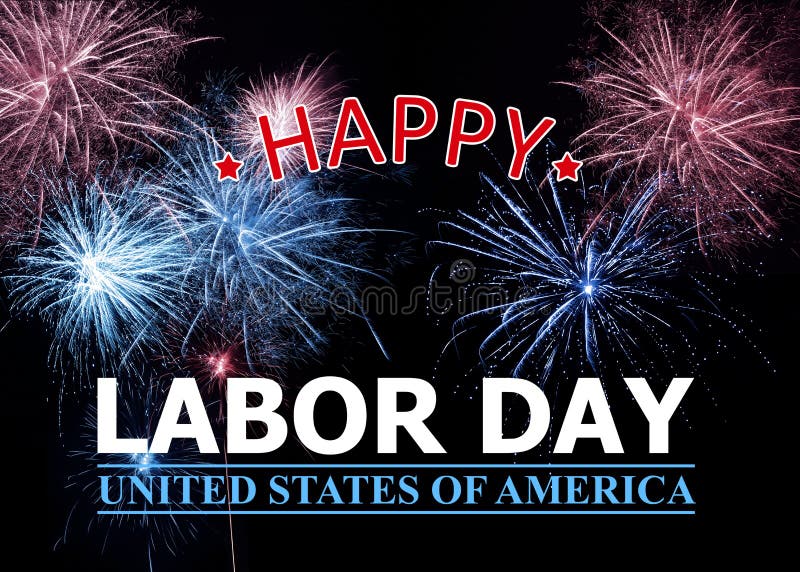 Happy Labor Day. Beautiful Bright Fireworks Lighting Up Night Sky Stock ...