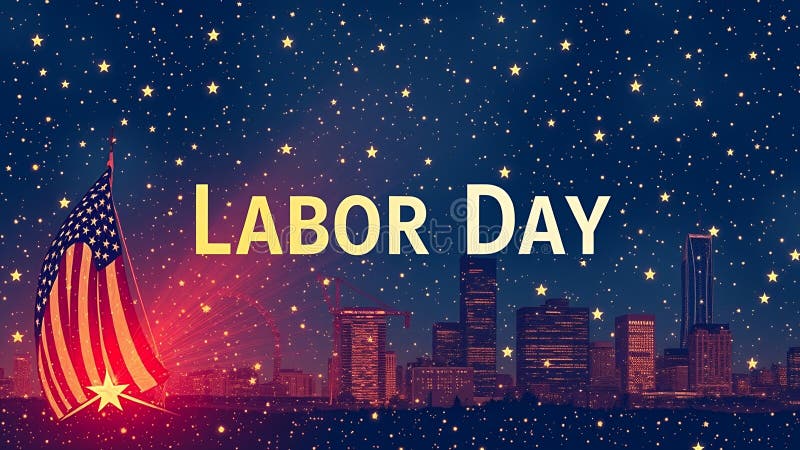 Happy Labor Day Celebrate with Fireworks and a Starry Night Stock ...