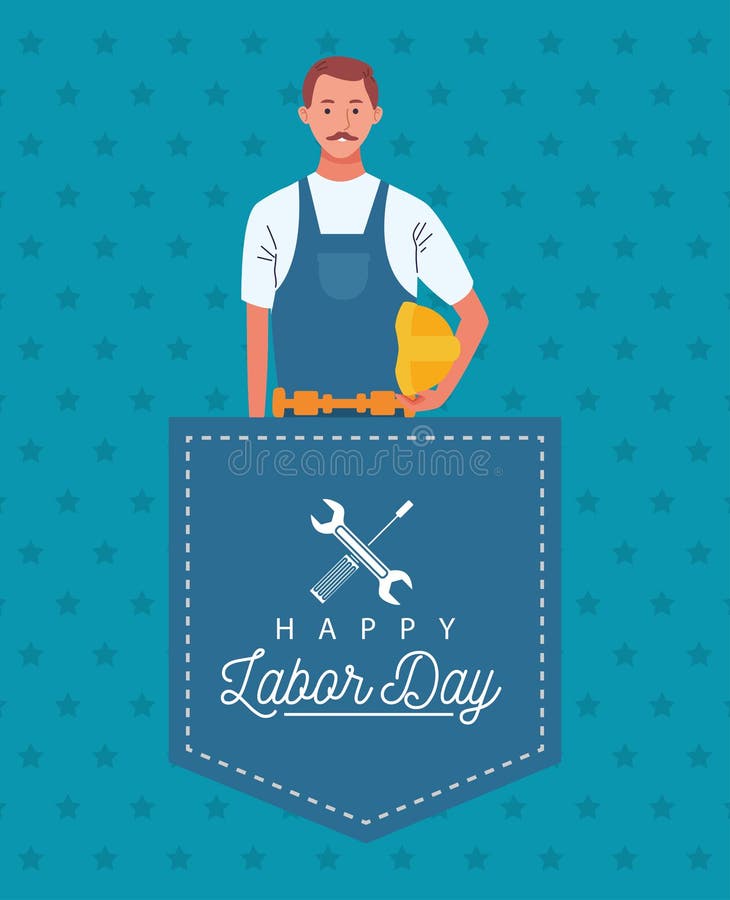 Happy Labor Day Celebration with Builder Constructor Worker Stock ...