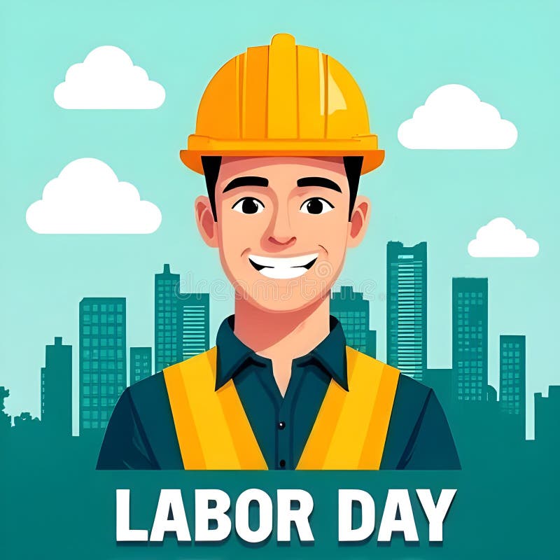 Happy Labor Day Celebration with a Construction Worker Stock ...