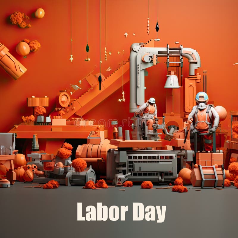 Happy Labor Day Design with 3d Illustration of Work Environment Stock ...