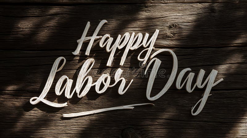 Happy Labor Day Elegant Script on a Rustic Wood Background. Generated ...