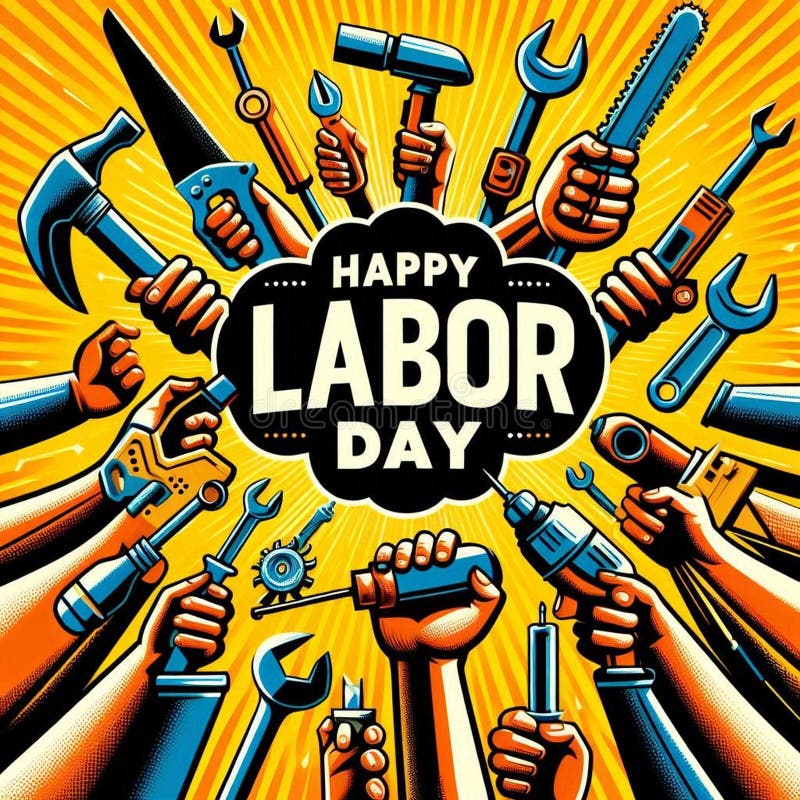 Happy Labor Day Illustration with Hands Holding Tools Stock ...