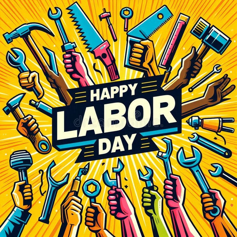 Happy Labor Day Illustration with Hands Holding Tools Stock ...
