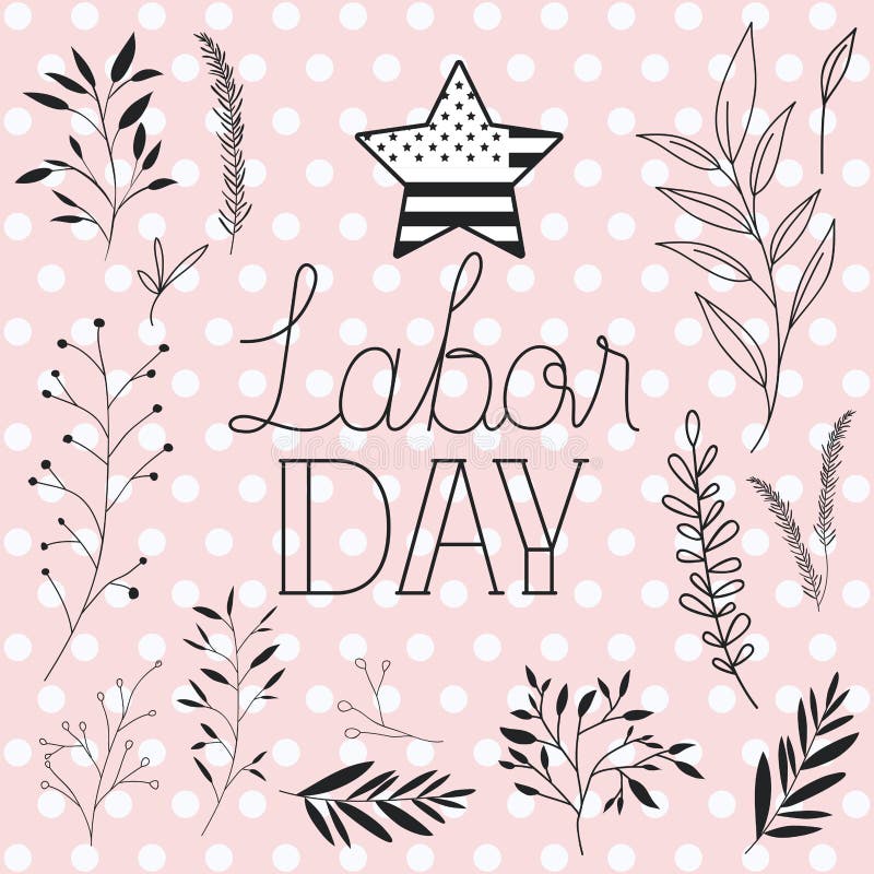 Happy Labor Day Label with Leafs Frame and Star Stock Vector ...