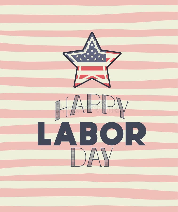 Happy Labor Day Label with Leafs Frame and Star Stock Vector ...