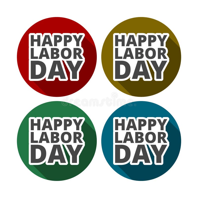 Happy Labor Day with Long Shadow Stock Vector - Illustration of ...