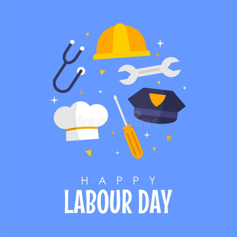 Happy Labor Day Poster Template Vector on Blue Background Stock Vector ...