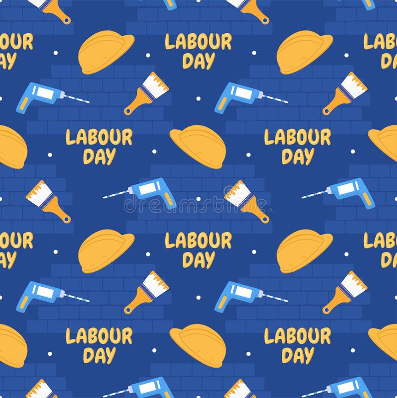Happy Labor Day Seamless Pattern Design Illustration with Different ...