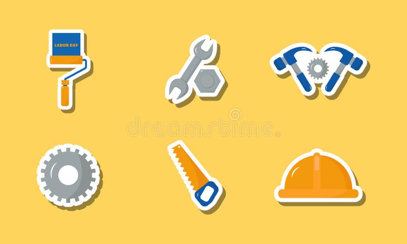 Happy Labor Day Sticker Set Collection Design Stock Vector ...