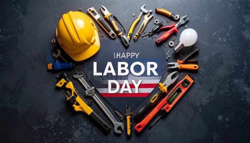 Happy Labor Day, Tools Arranged in Heart Shape Stock Illustration ...