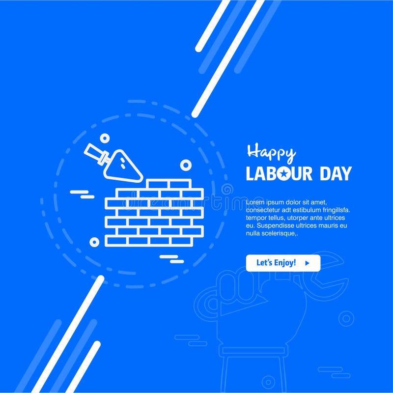 Happy Labour Day Design with Blue Theme Vector Stock Vector ...