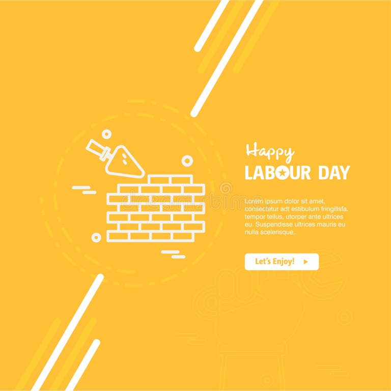 Happy Labour Day Design with Yellow Theme Vector Stock Vector ...