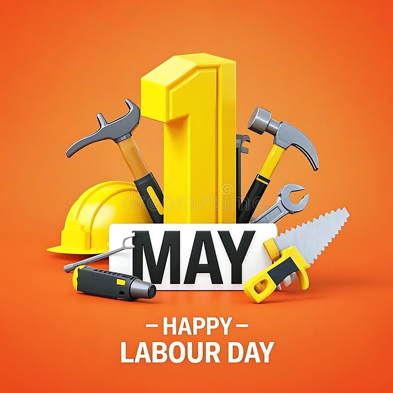 Happy Labour Day Tools and the Date of Celebration Stock Illustration ...
