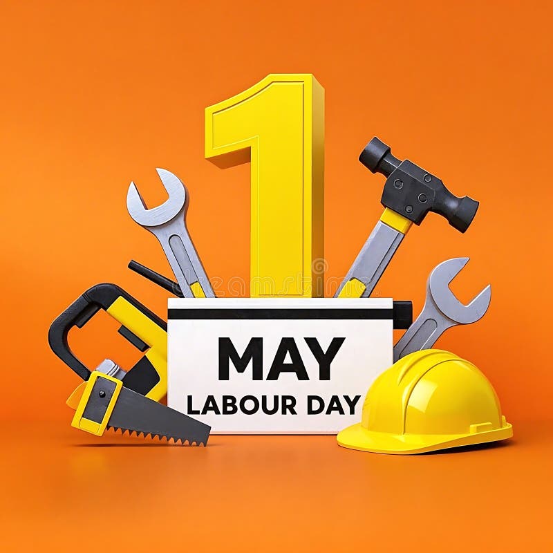 Happy Labour Day Tools and the Date of Celebration Stock Illustration ...