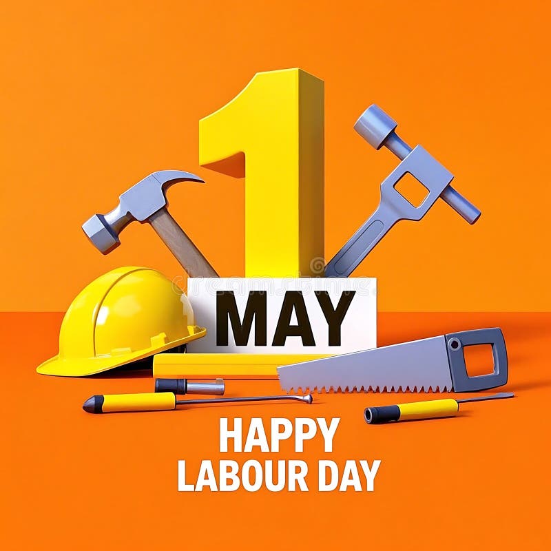 Happy Labour Day Tools and the Date of Celebration Stock Illustration ...