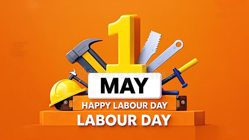 Happy Labour Day Tools and the Date of Celebration Stock Illustration ...