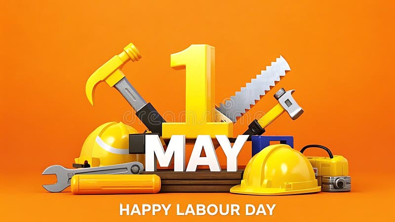 Happy Labour Day Tools and the Date of Celebration Stock Illustration ...