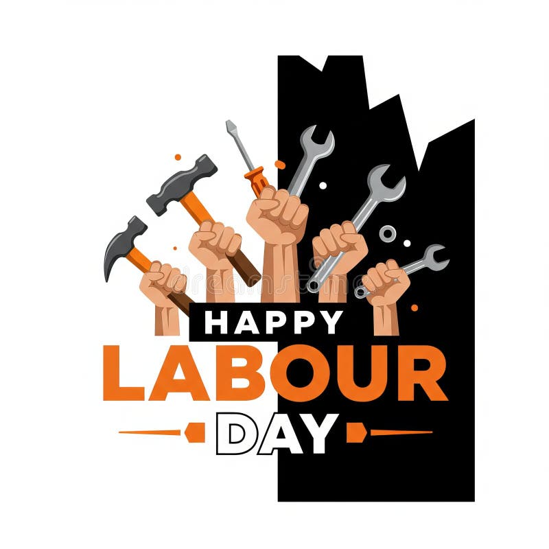 Happy Labour Day Vector Illustration with Tools and Raised Fists ...