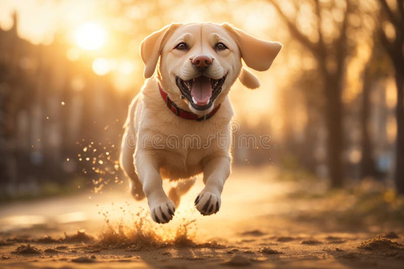 Happy Labrador Dog Jumping with Funny Expression. Ai Generative Stock ...