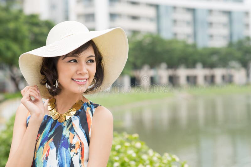 Happy lady stock photo. Image of glamorous, peaceful - 32194718