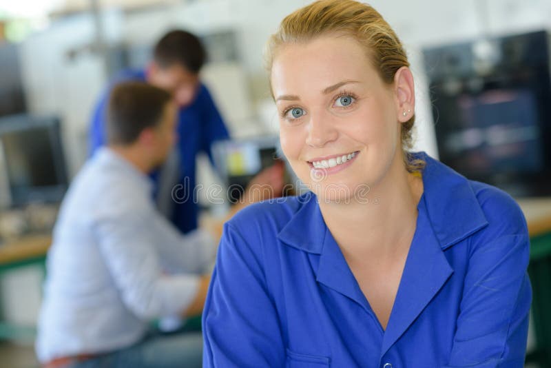 Happy lady worker smiling stock image. Image of staff - 197917611
