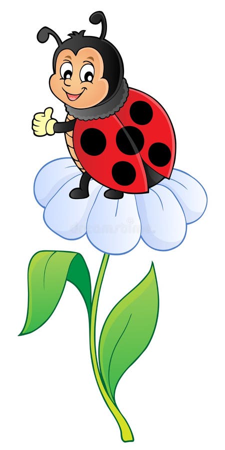 Vector Cute Ladybug with Flower, Ladybird Clipart Stock Vector ...