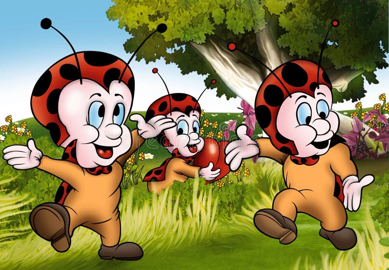 Happy Ladybugs stock illustration. Illustration of smile - 20774046