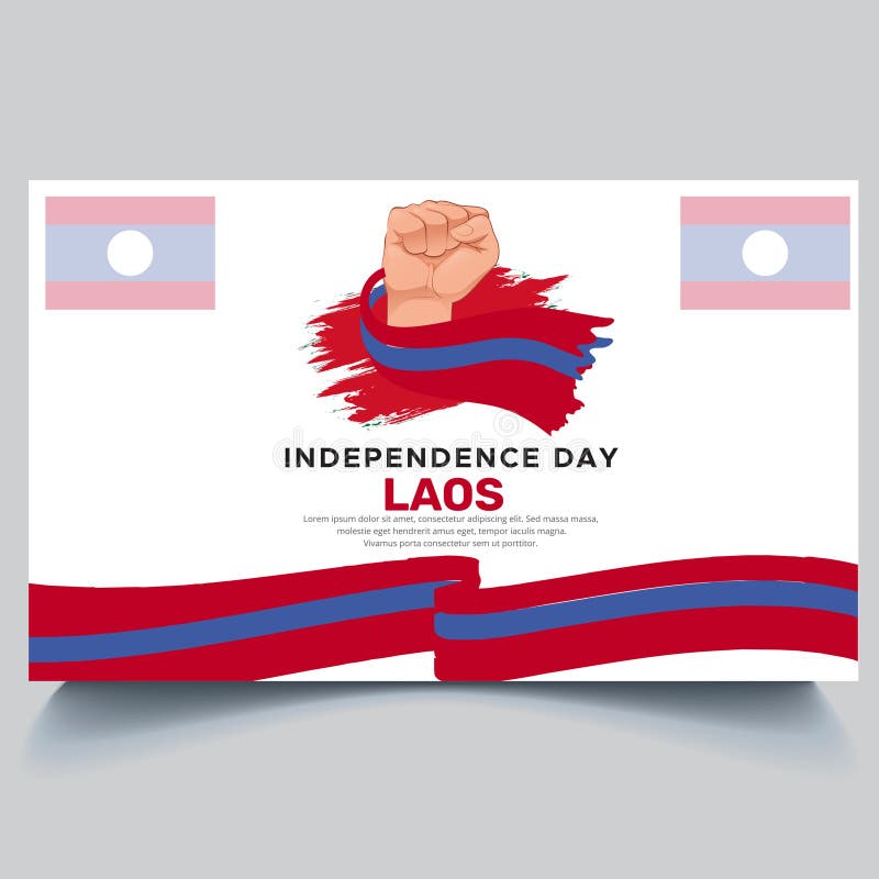 Happy Laos Independence Day Banner and Hand Flag Design Stock Vector ...