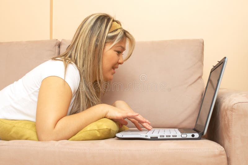 Happy with the laptop stock photo. Image of office, study - 1778352