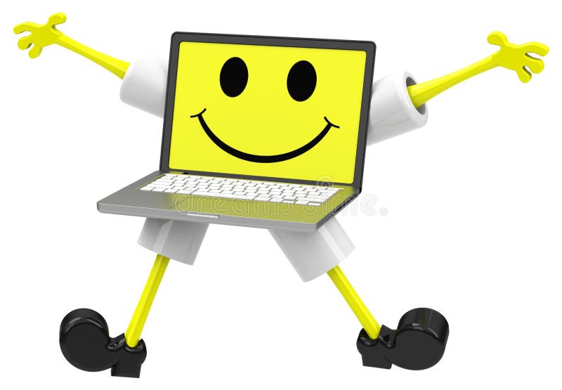 The happy laptop stock illustration. Illustration of happiness - 48461342